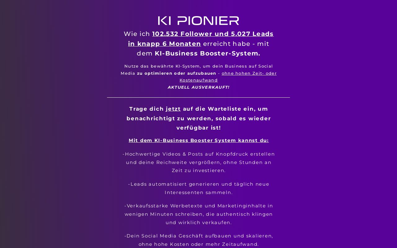 KI PIONIER Online-Business Booster-System